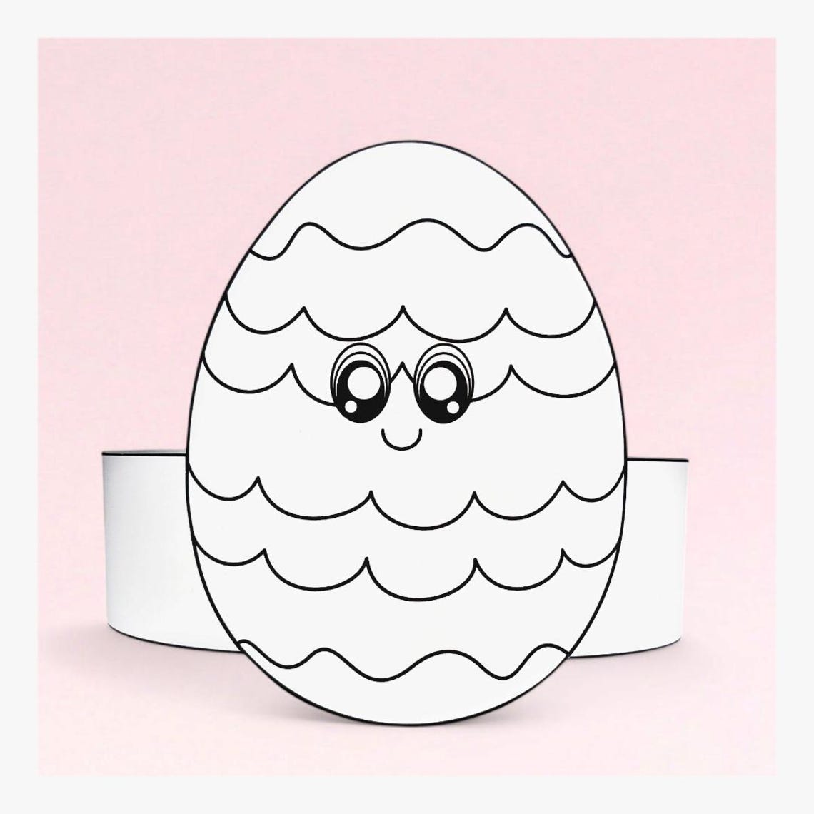 5 Easter Egg Paper Coloring Crowns,egg Paper Hats for Kids,instant ...