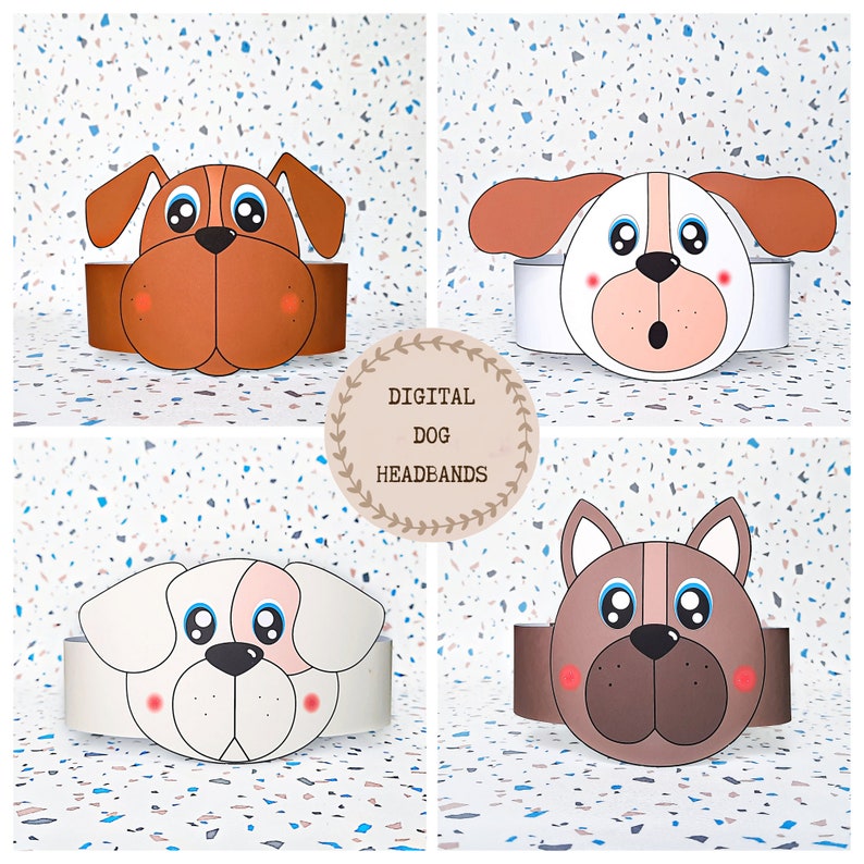 4 Dogs Paper Crowns Dogs Paper Hats for Kids Instant - Etsy