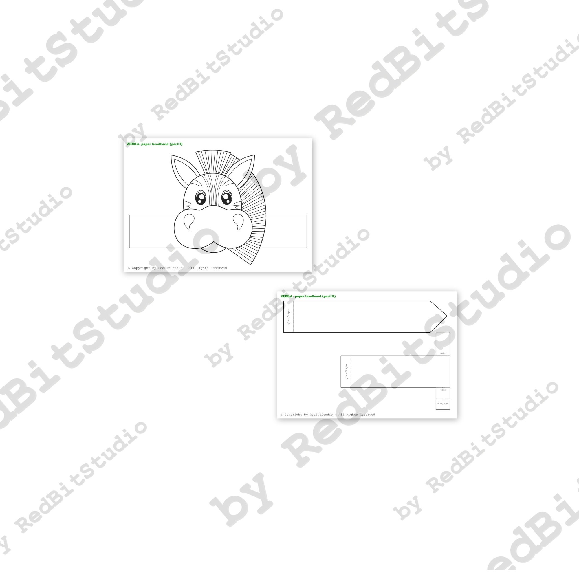 Zebra Paper Coloring Crown, Animal Paper Hat for Kids, Instant Download ...