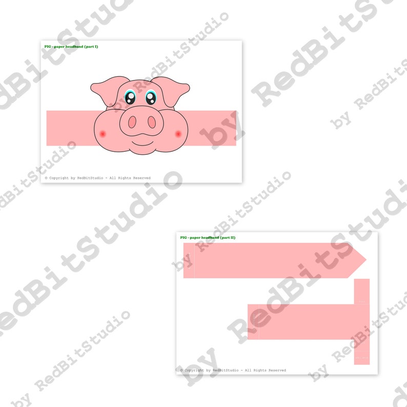 Pig Paper Crown, Animal Paper Hat for Kids, Instant Download Paper ...