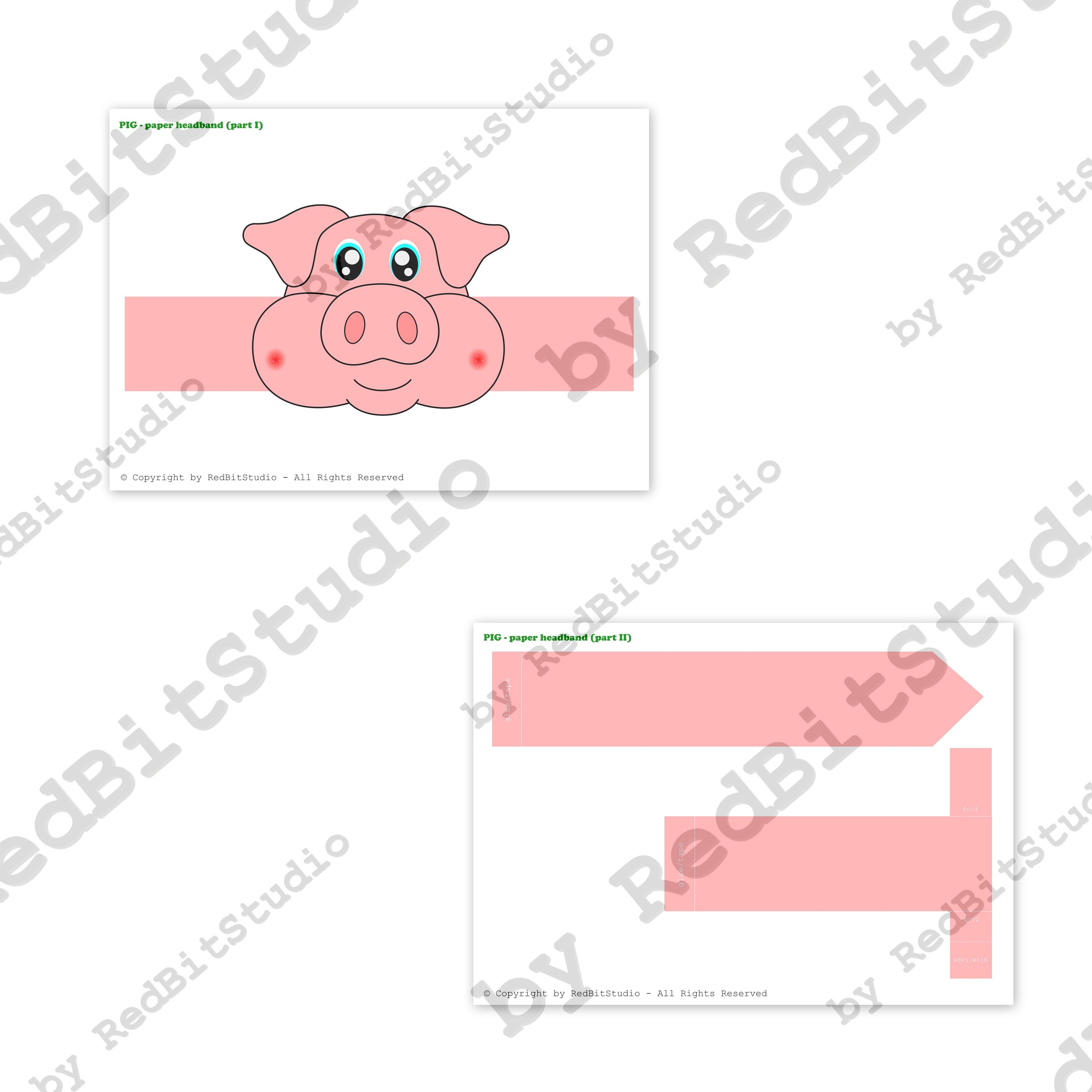 Pig Paper Crown, Animal Paper Hat for Kids, Instant Download Paper ...