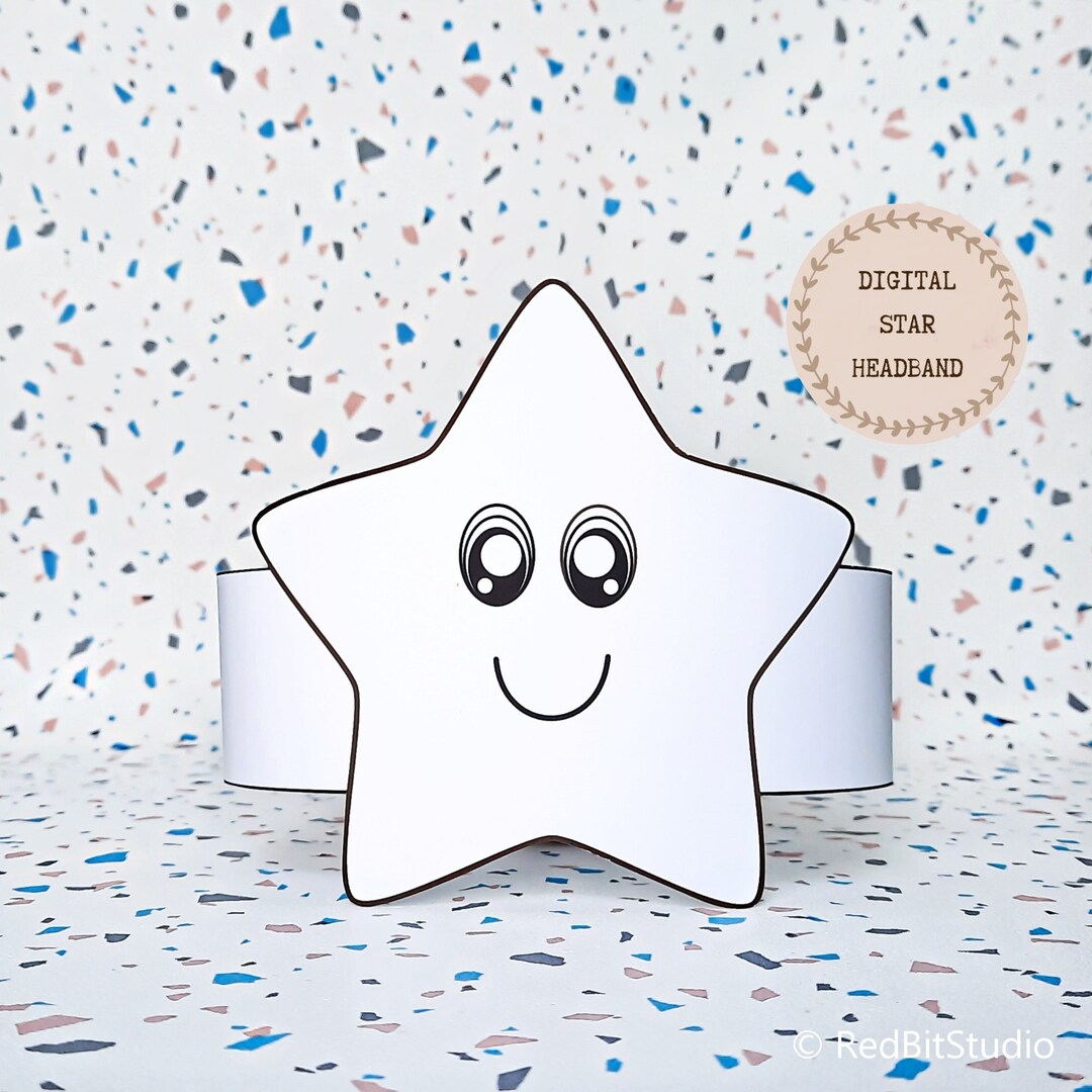 Star Paper Coloring Crown, Christmas Paper Hat for Kids, Instant ...