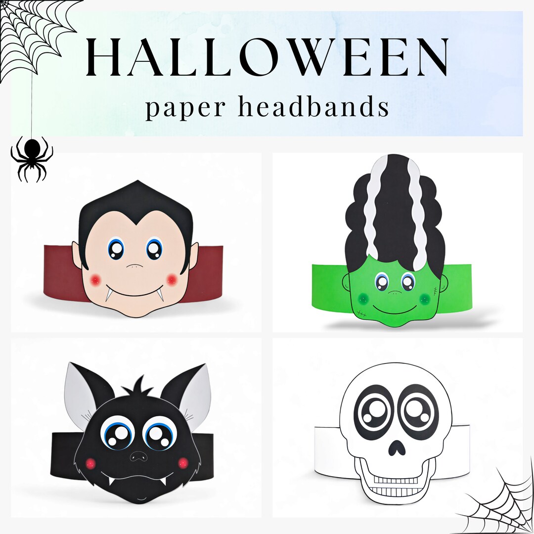 4 Halloween Paper Crowns, Paper Hats for Kids, Instant Download Paper ...