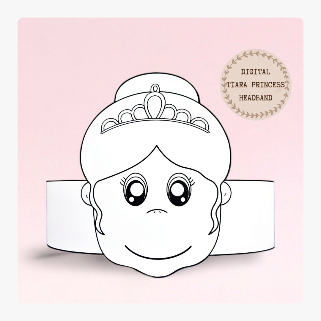 Tiara Princess Paper Coloring Crown, Animal Paper Hat for Kids, Instant ...
