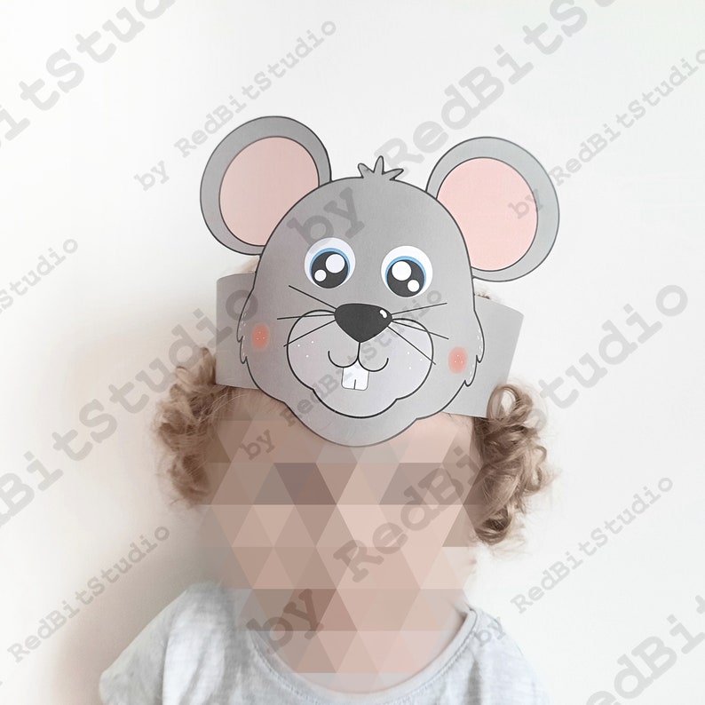 Mouse Paper Crown, Animal Paper Hat for Kids, Instant Download Paper ...