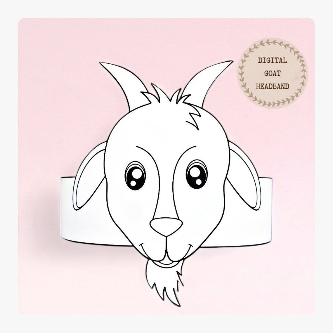 Goat Paper Coloring Crown, Hat for Kids, Instant Download Paper Crown ...