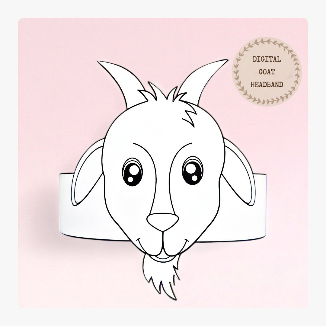 Goat Paper Coloring Crown, Hat for Kids, Instant Download Paper Crown ...