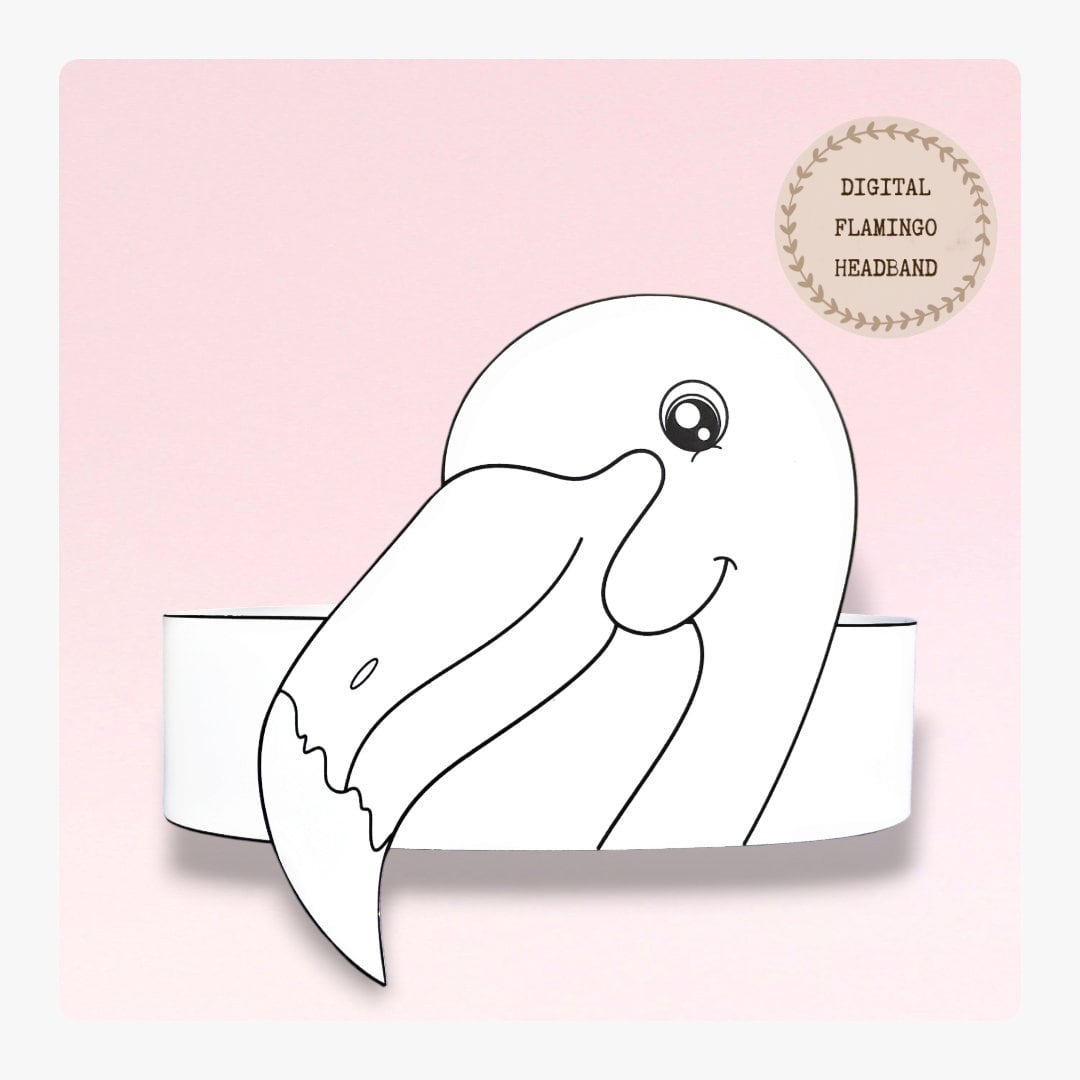 Flamingo Paper Coloring Crown, Bird Paper Hat for Kids, Instant ...