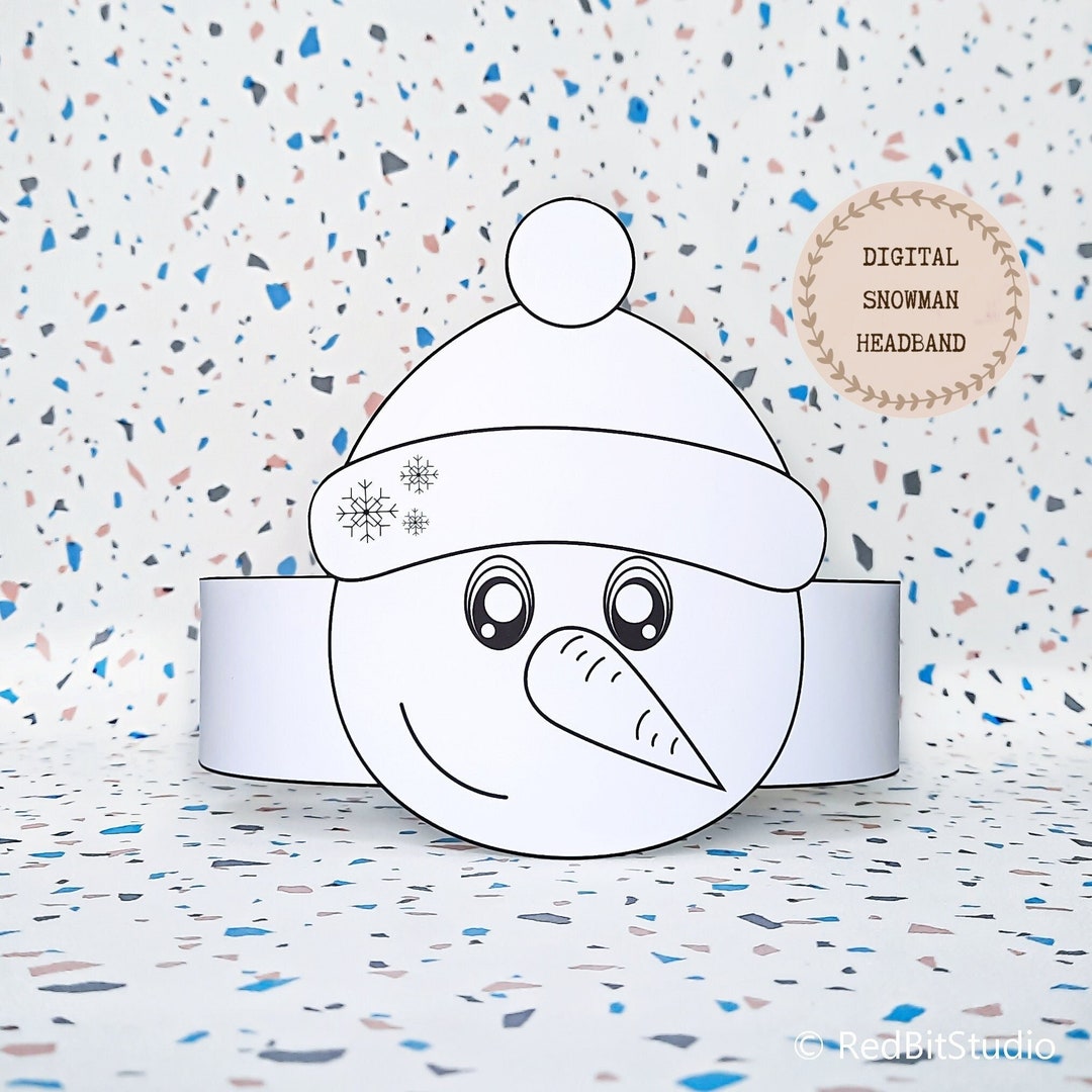 Snowman Paper Coloring Crown, Christmas Paper Hat for Kids, Instant ...
