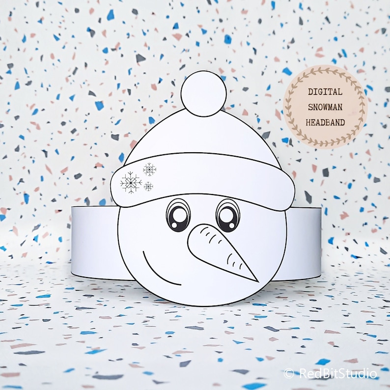Snowman Paper Coloring Crown, Christmas Paper Hat for Kids, Instant ...