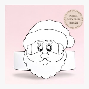 Santa Claus Paper Coloring Crown, Christmas Paper Hat for Kids, Instant ...