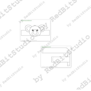 Koala Bear Paper Coloring Crown,animal Paper Hat for Kids,instant ...