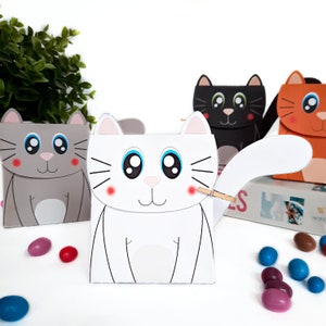 4 Cats Gift Boxes Printable, Favor Box, Template to Assemble Box, DIY ...