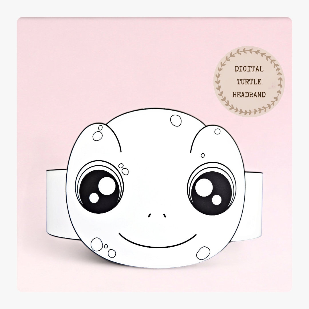 Turtle Paper Coloring Crown, Animal Paper Hat for Kids, Instant ...