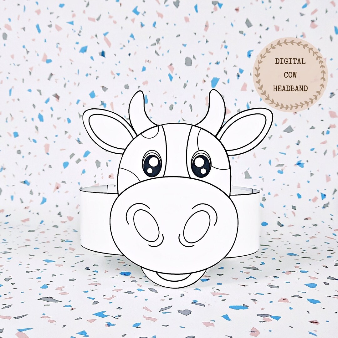 Cow Paper Coloring Crown, Animal Paper Hat for Kids, Instant Download ...