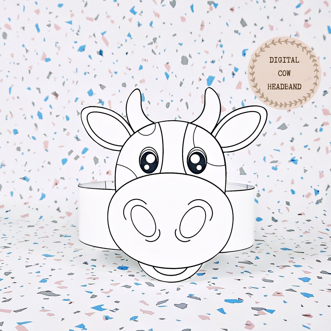 Cow Paper Coloring Crown, Animal Paper Hat for Kids, Instant Download ...