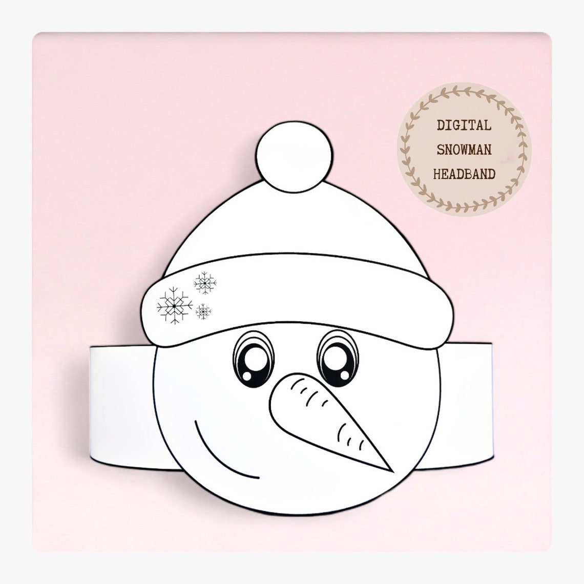 Snowman Paper Coloring Crown, Christmas Paper Hat for Kids, Instant ...