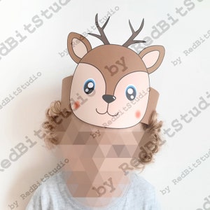 Deer Paper Crown, Animal Paper Hat for Kids, Instant Download Paper ...