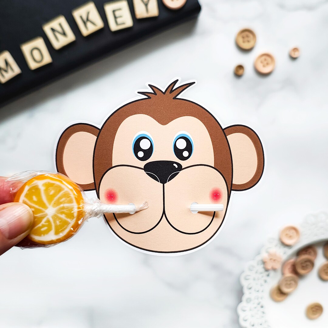 Monkey Lollipop,instant Download Lollipop Holder,digital Party Sucker ...