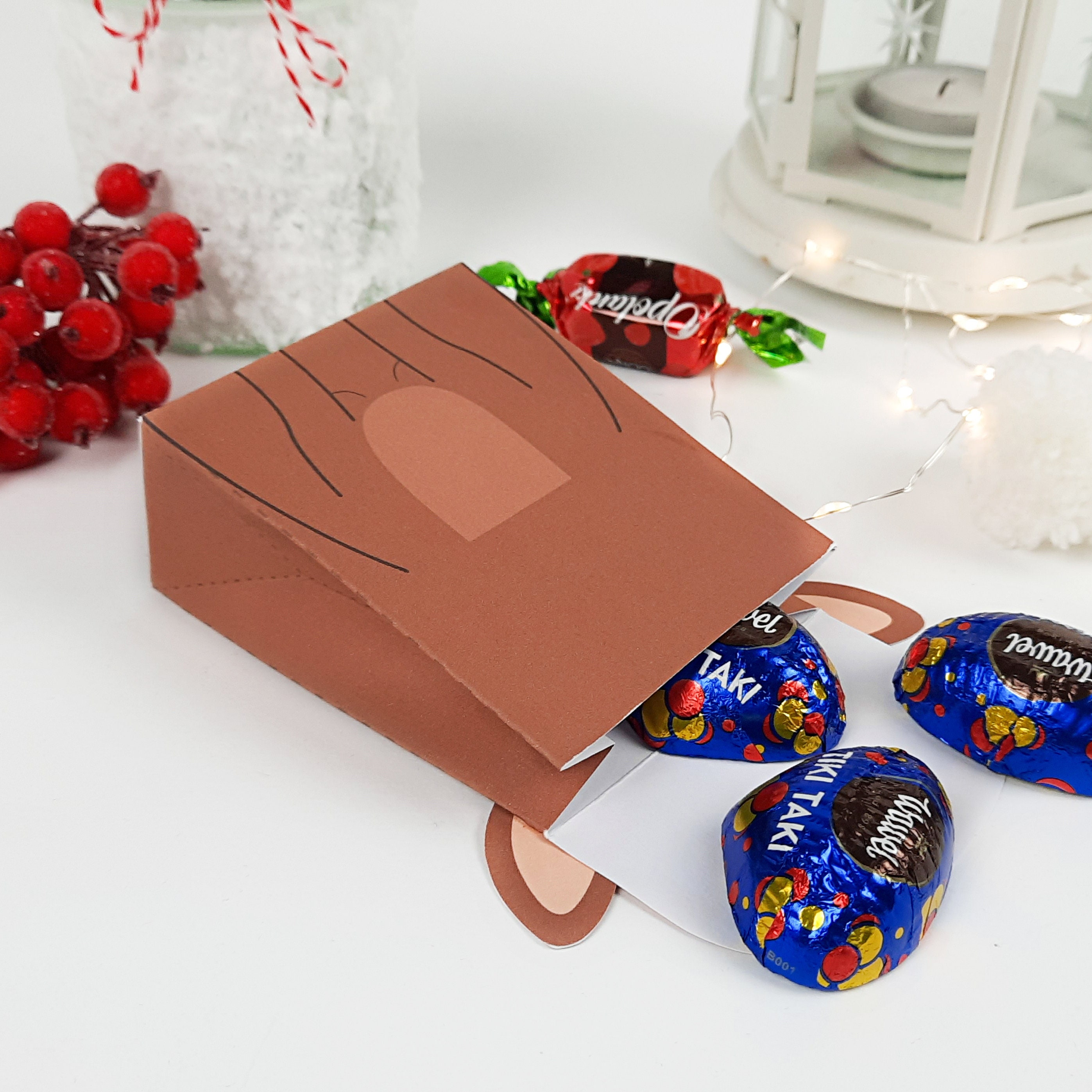 Reindeer Gift Box Printable, Favor Box Christmas, Template to Assemble ...