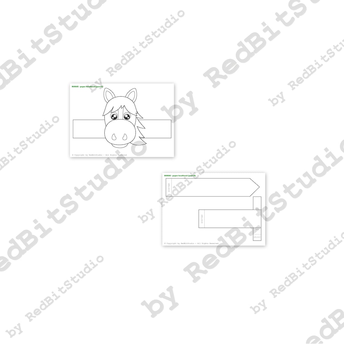 Horse Paper Coloring Crown, Animal Paper Hat for Kids, Instant Download ...