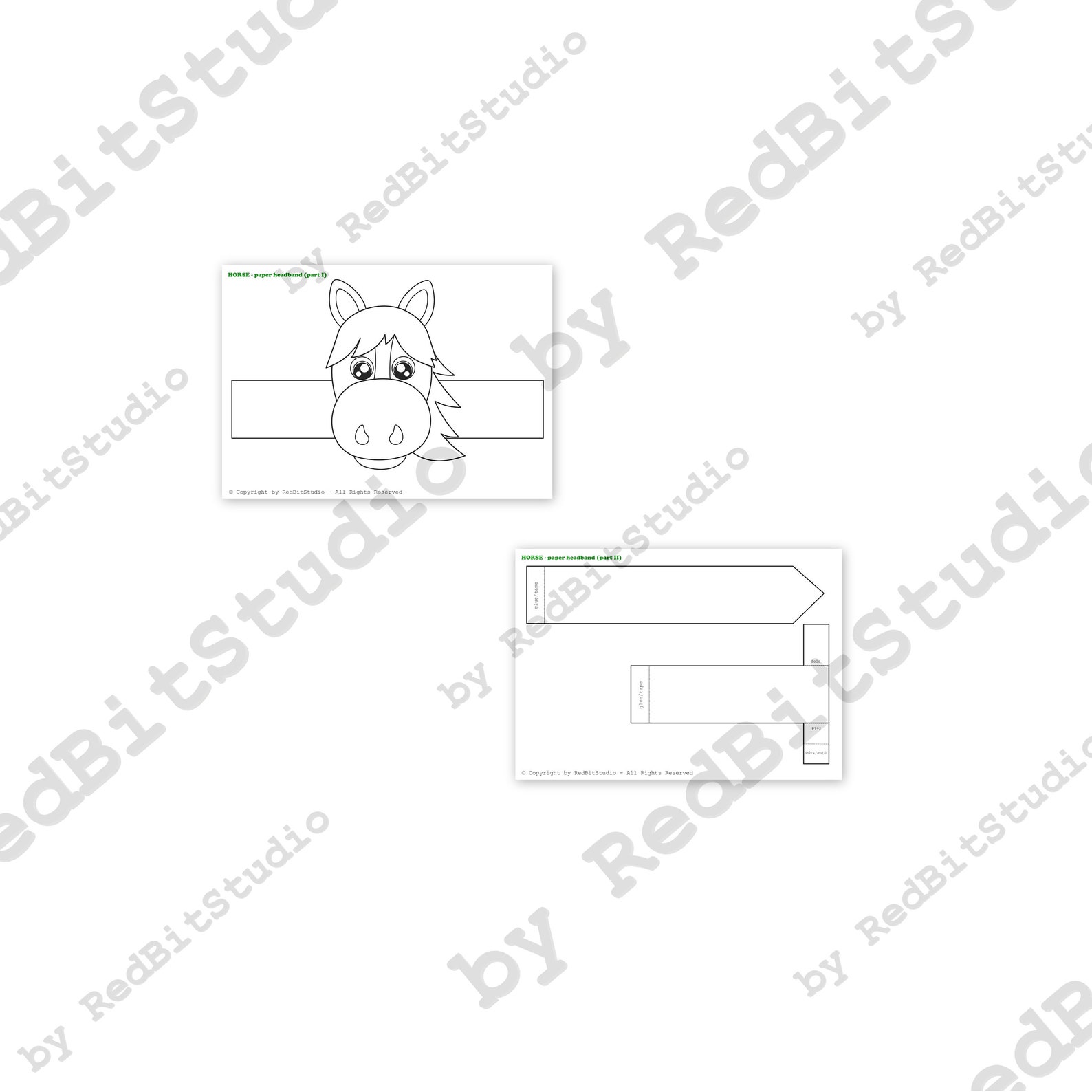 Horse Paper Coloring Crown, Animal Paper Hat for Kids, Instant Download ...