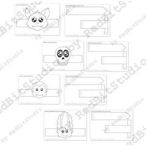 4 Halloween Paper Coloring Crowns,paper Hats for Kids,instant Download ...