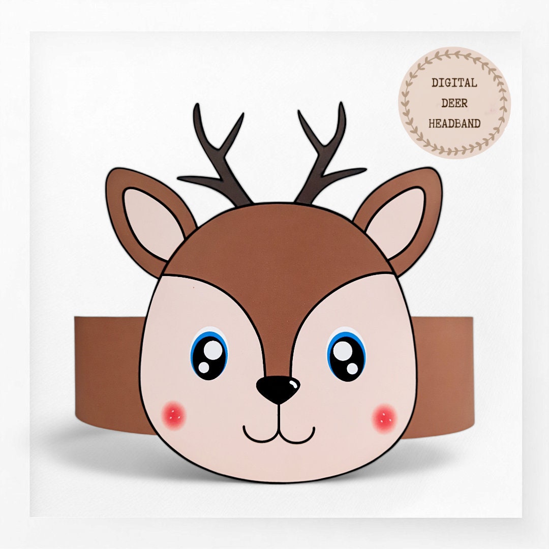 Deer Paper Crown, Animal Paper Hat for Kids, Instant Download Paper ...