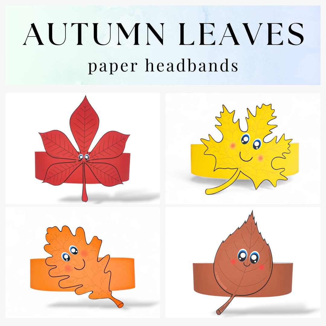 4 Autumn Leaves Paper Crowns,autumn Paper Hat for Kids,instant Download ...