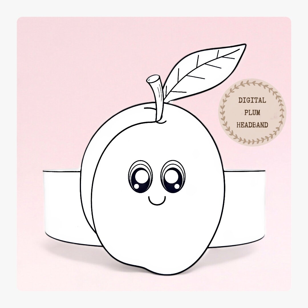 Plum Paper Coloring Crown,fruit Paper Hat for Kids,instant Download ...