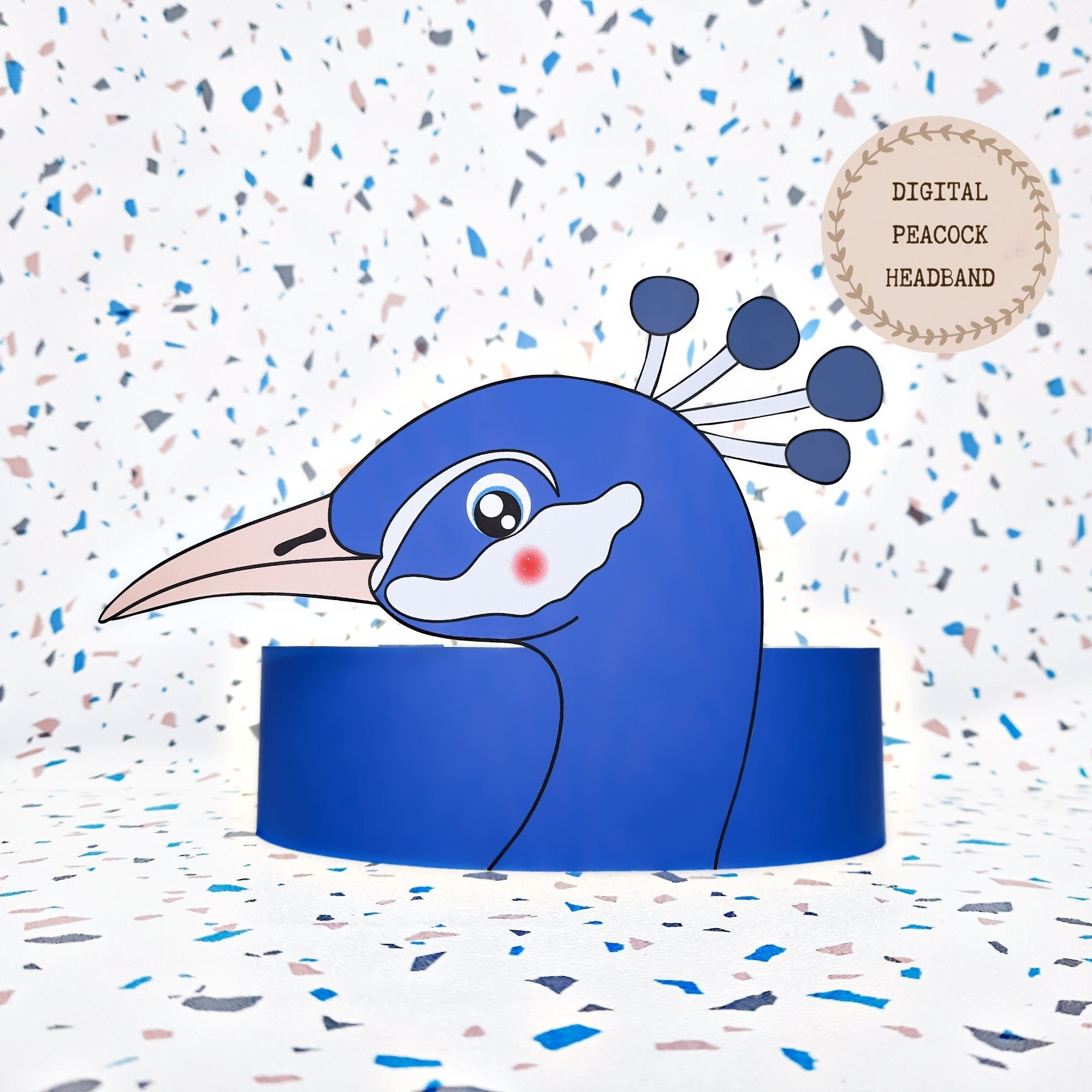 Peacock Paper Crown, Animal Paper Hat for Kids, Instant Download Paper ...
