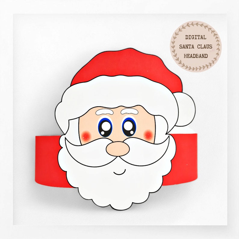 Santa Claus paper crown, Christmas paper hat for kids, instant download ...
