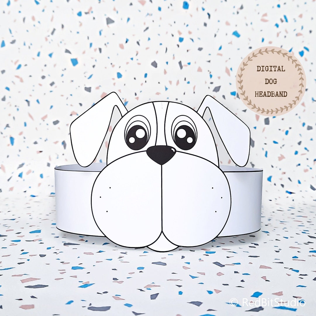 Dog Paper Coloring Crown, Animal Paper Hat for Kids, Instant Download ...