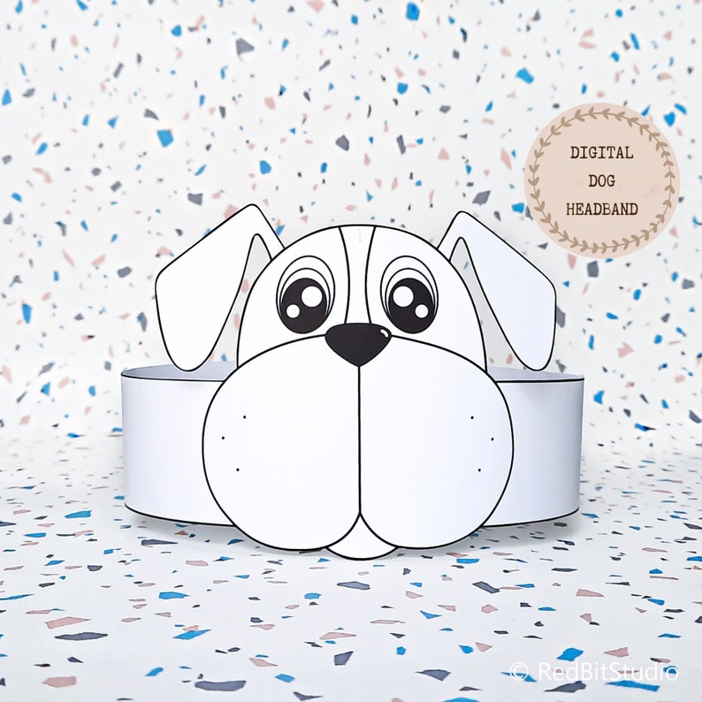Dog Paper Coloring Crown, Animal Paper Hat for Kids, Instant Download ...