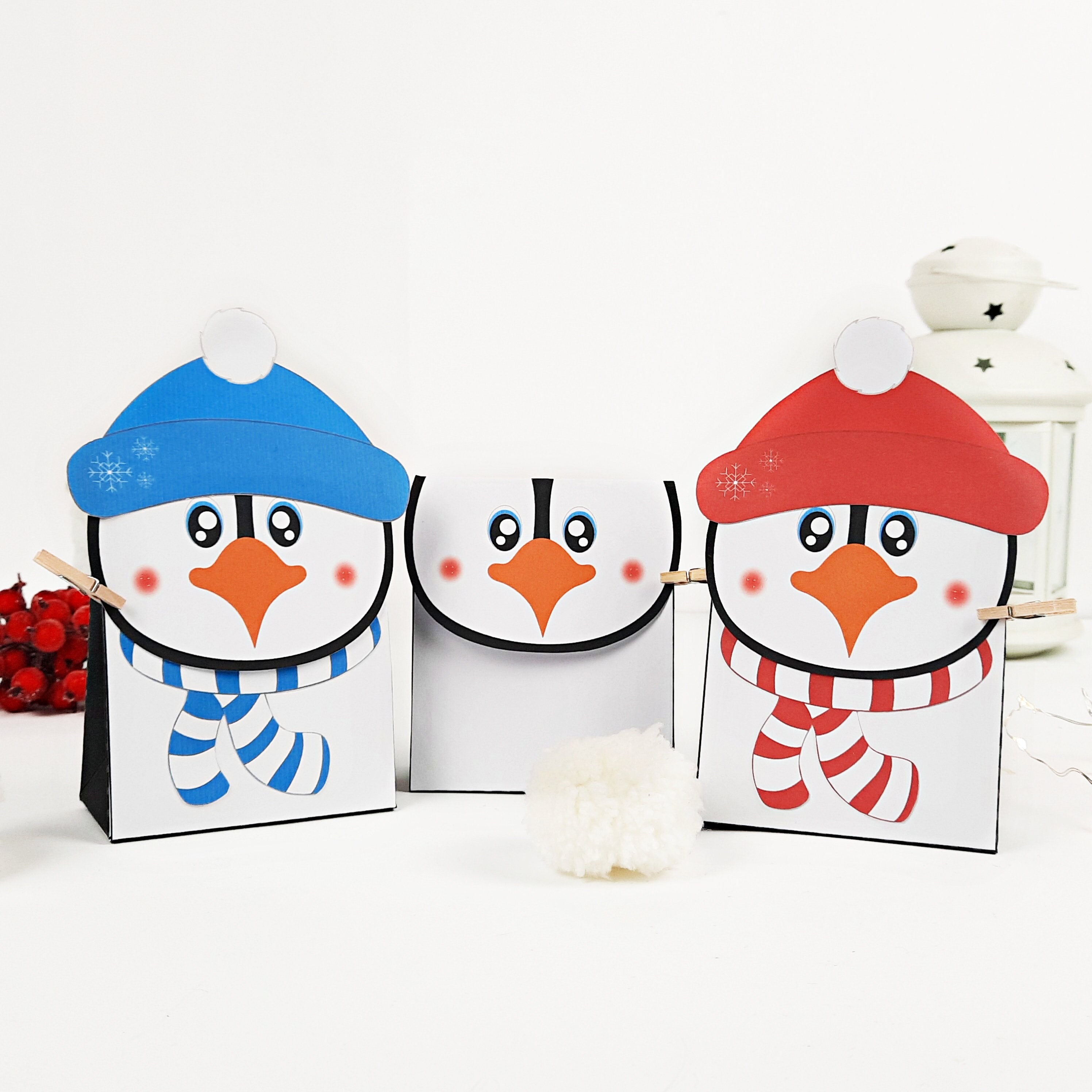 Penguin Gift Box Printable Favor Box Christmas Template to - Etsy