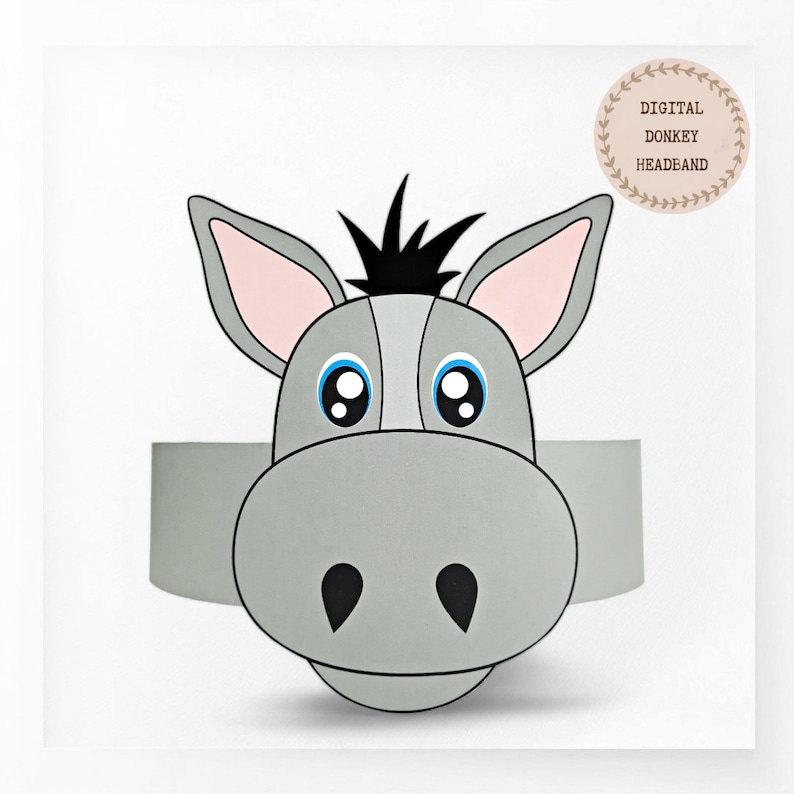Donkey Paper Crown, Animal Paper Hat for Kids, Instant Download Paper ...