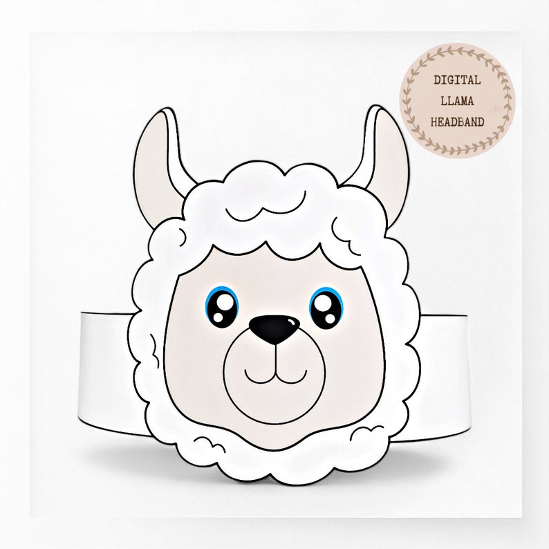 Llama Paper Crown, Animal Paper Hat for Kids, Instant Download Paper ...