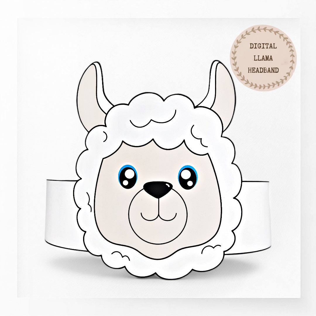 Llama Paper Crown, Animal Paper Hat for Kids, Instant Download Paper ...