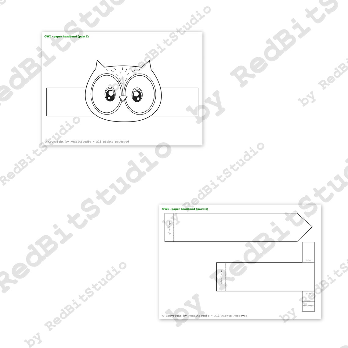 Owl Paper Coloring Crown, Animal Paper Hat for Kids, Instant Download ...