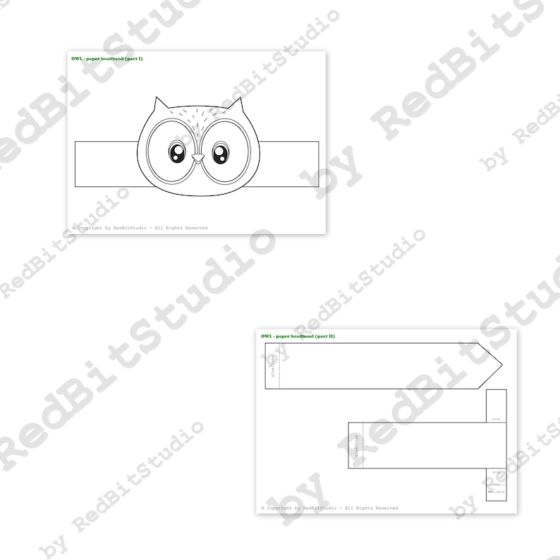 Owl Paper Coloring Crown, Animal Paper Hat for Kids, Instant Download ...