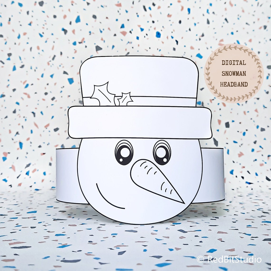 Snowman Paper Coloring Crown, Christmas Paper Hat for Kids, Instant ...