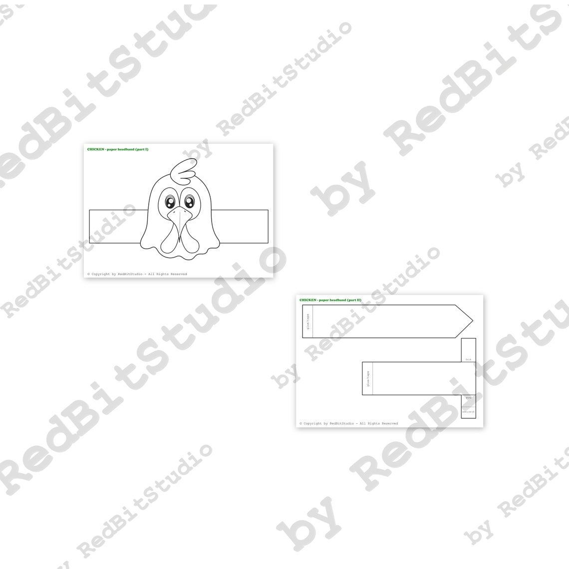 Chicken Paper Coloring Crown, Animal Paper Hat for Kids, Instant ...