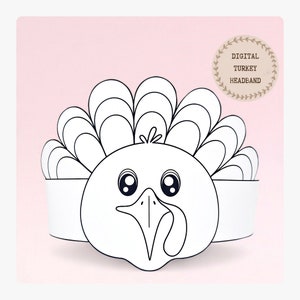 Turkey Paper Coloring Crown,thanksgiving Paper Hat for Kids,instant ...