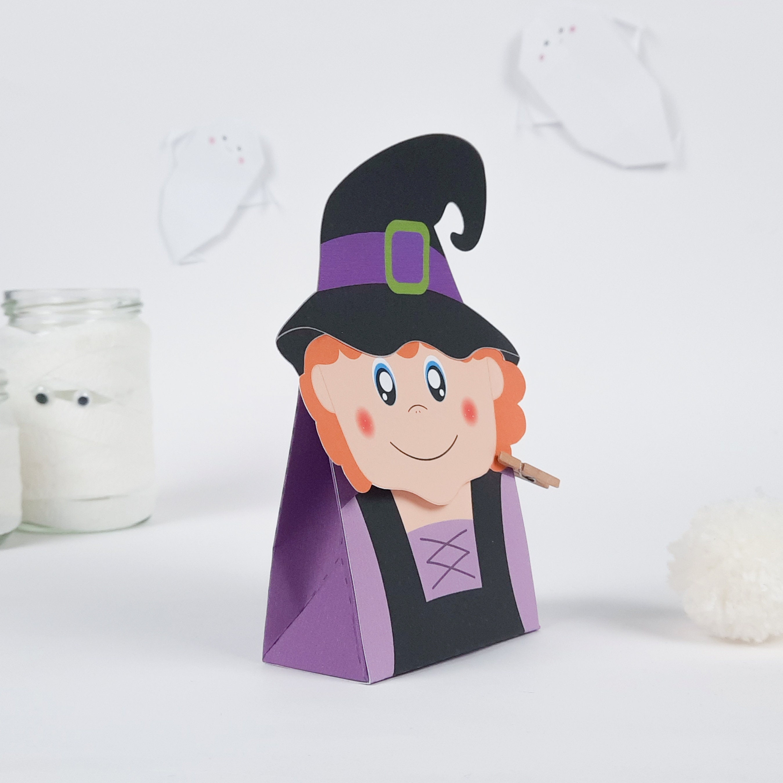 Witch Gift Box Printable, Favor Box Halloween, Template to Assemble Box ...