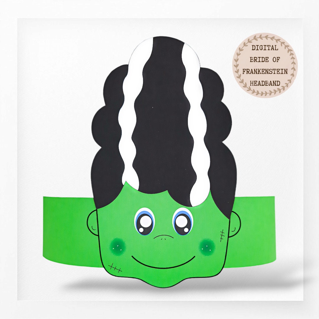 Bride of Frankenstein Paper Crown, Halloween Paper Hat for Kids ...