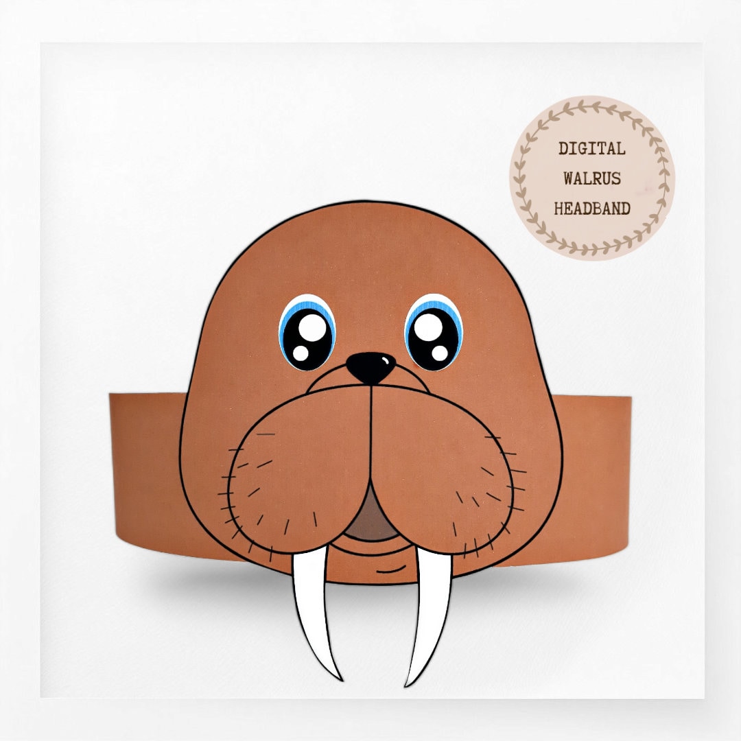 Walrus Paper Crown, Animal Paper Hat for Kids, Instant Download Paper ...
