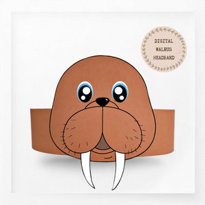 Walrus Paper Crown, Animal Paper Hat for Kids, Instant Download Paper ...