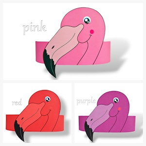 7 Flamingos Paper Crowns, Paper Hats for Kids, Instant Download Paper ...