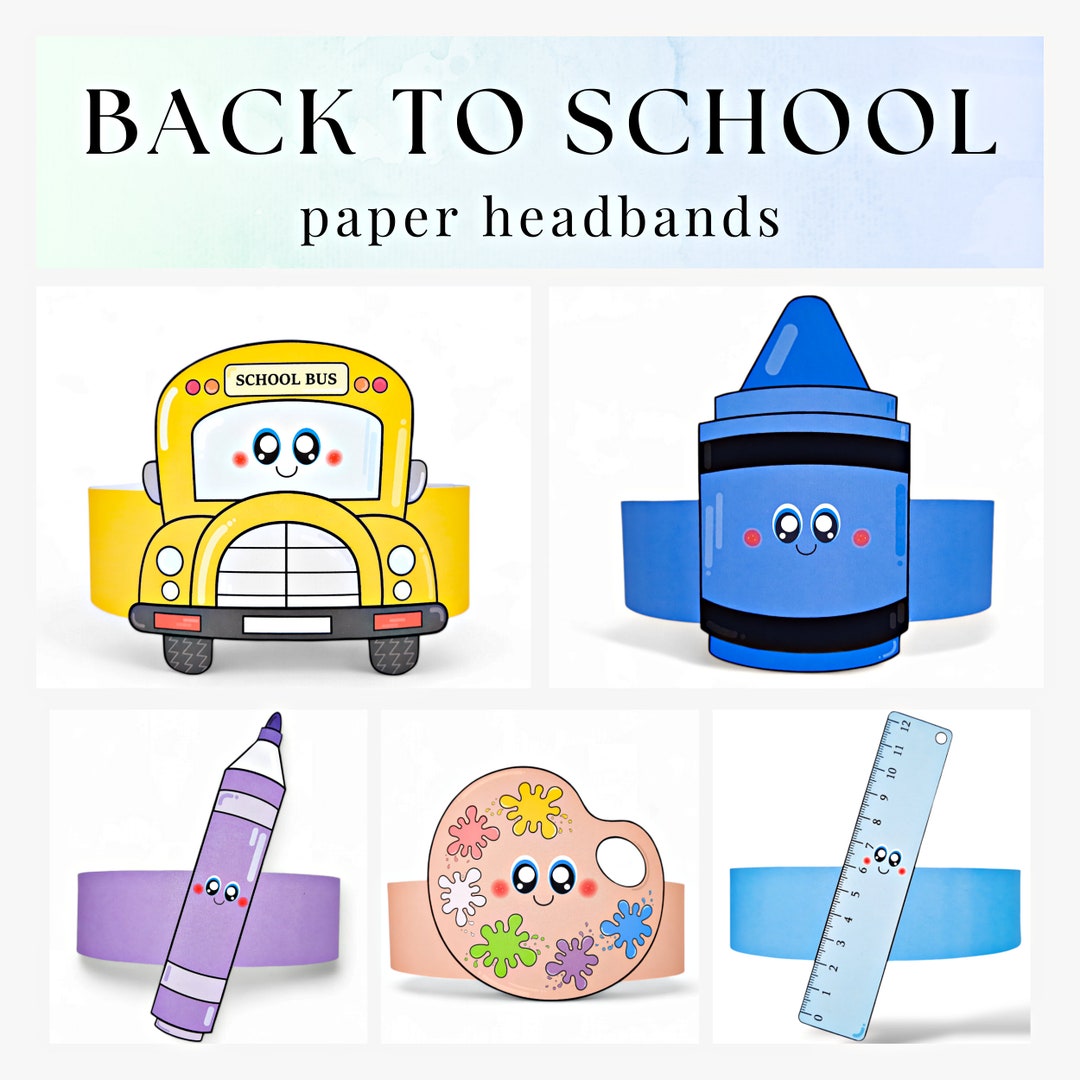 5 Back to School Paper Crowns, School Bus Paper Hat for Kids, Instant ...