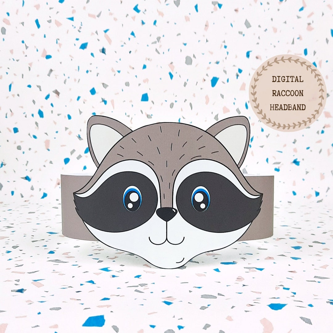 Raccoon Paper Crown Animal Paper Hat for Kids Instant - Etsy